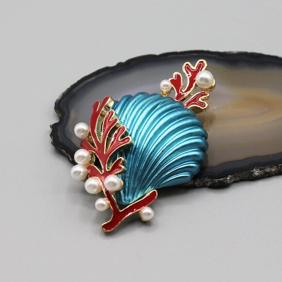 Jewelry | Jewelry Pin Brooch Pendant Shell Water Coral Reef Gold Tone ...
